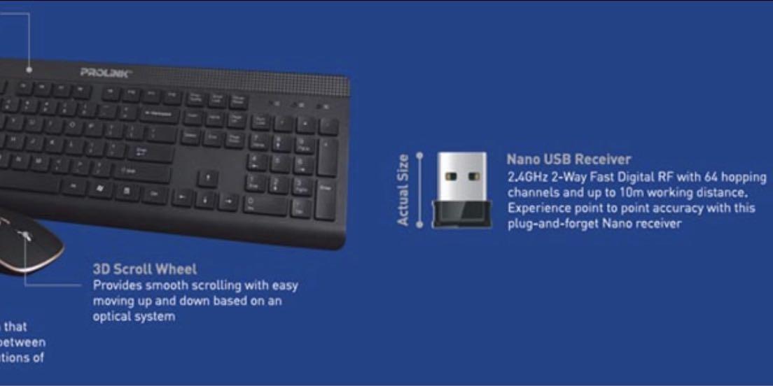 PROLiNK (PCWM7003) Wireless Multimedia Desktop Combo (Wireless Keyboard ...