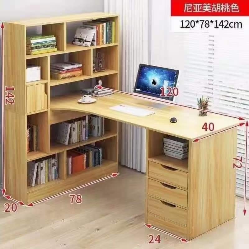 Big size computer desk table with shelves and drawer | Office desk ...