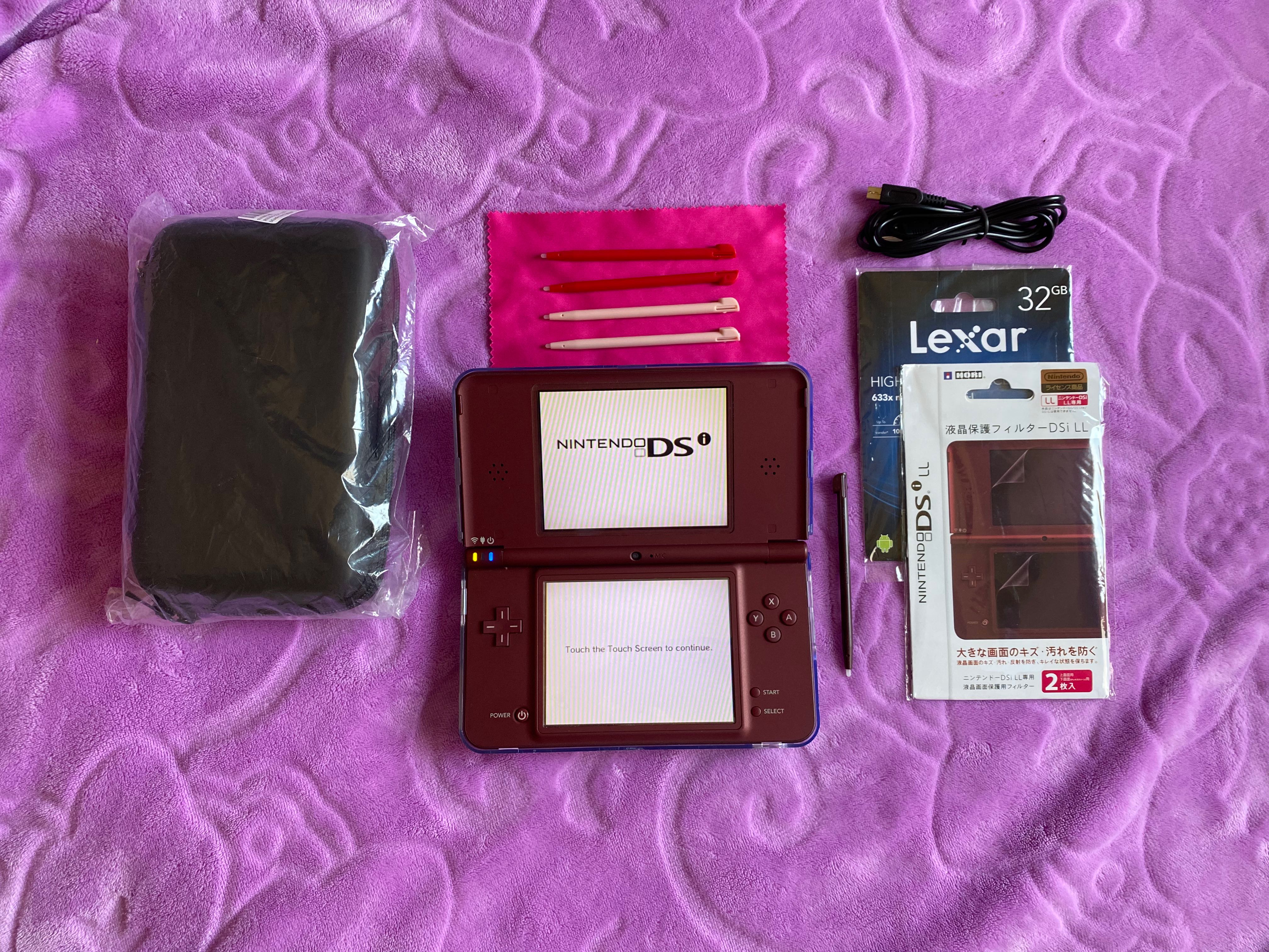 DSi LL Red Wine Complete protective set w/ CFW English and games, Video ...