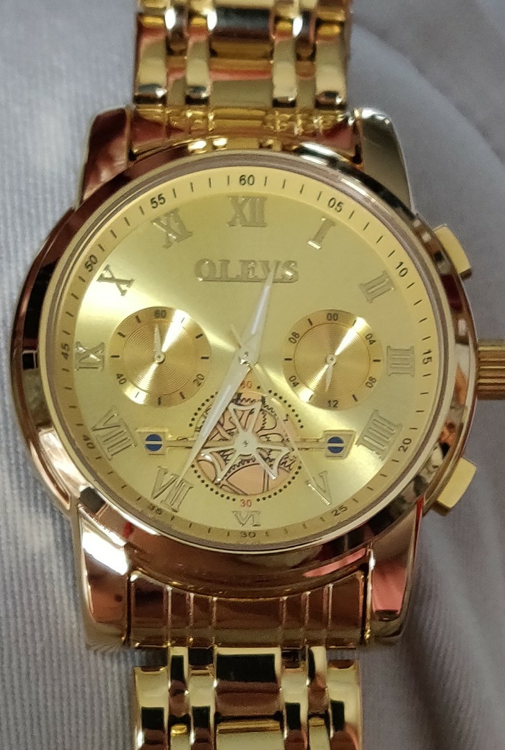 Gold plating Flywheel Chronograph Watch, Luxury, Watches on Carousell