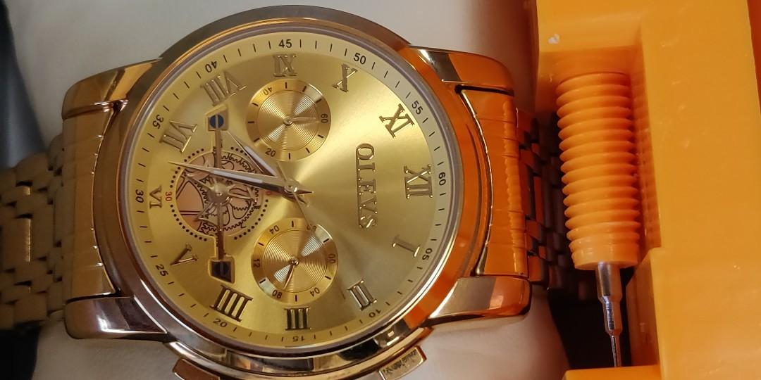 Gold plating Flywheel Chronograph Watch, Luxury, Watches on Carousell
