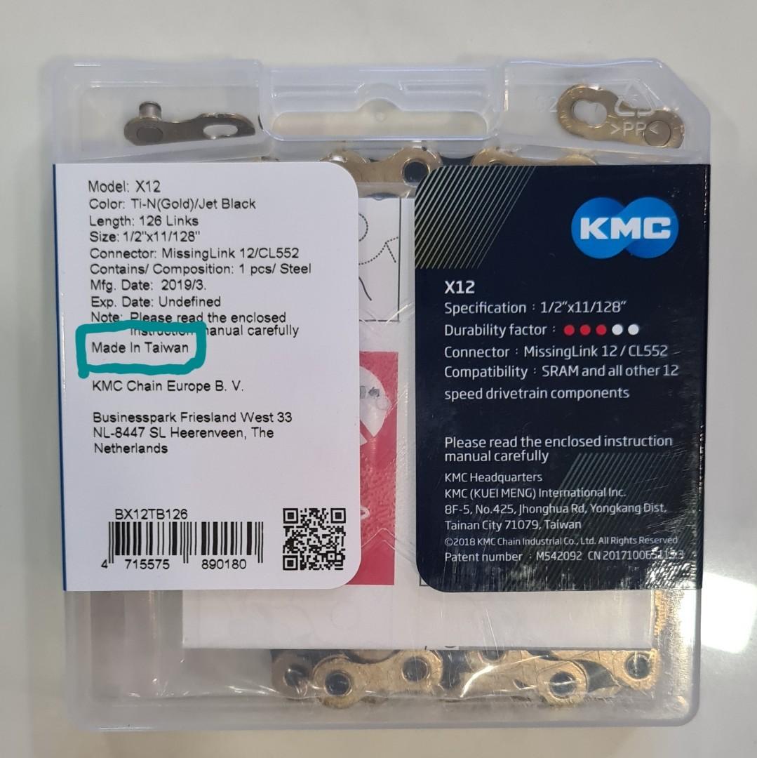 KMC X12 chain 12 speed Gold Ti-N Jet Black MTB Enduro road gravel ...