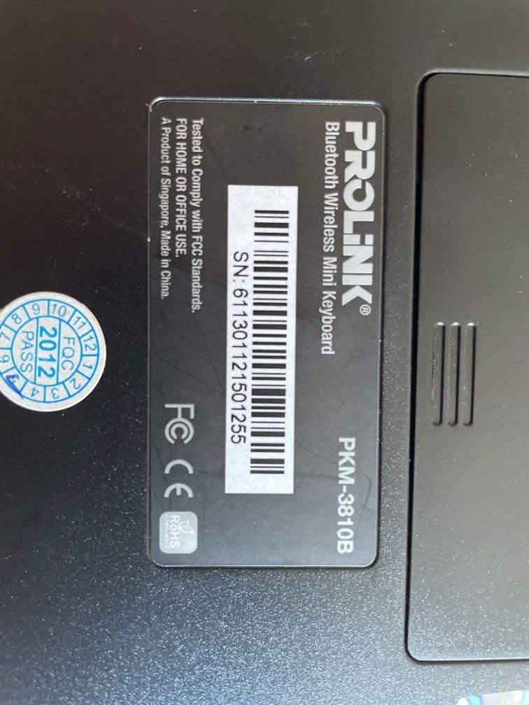 Prolink Mini Bluetooth keyboard, Computers & Tech, Parts & Accessories ...