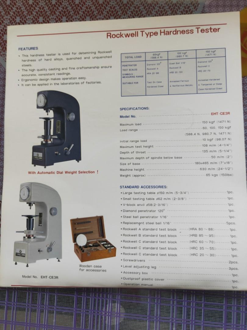 ROCKWELL TYPE HARDNESS TESTER, Everything Else on Carousell