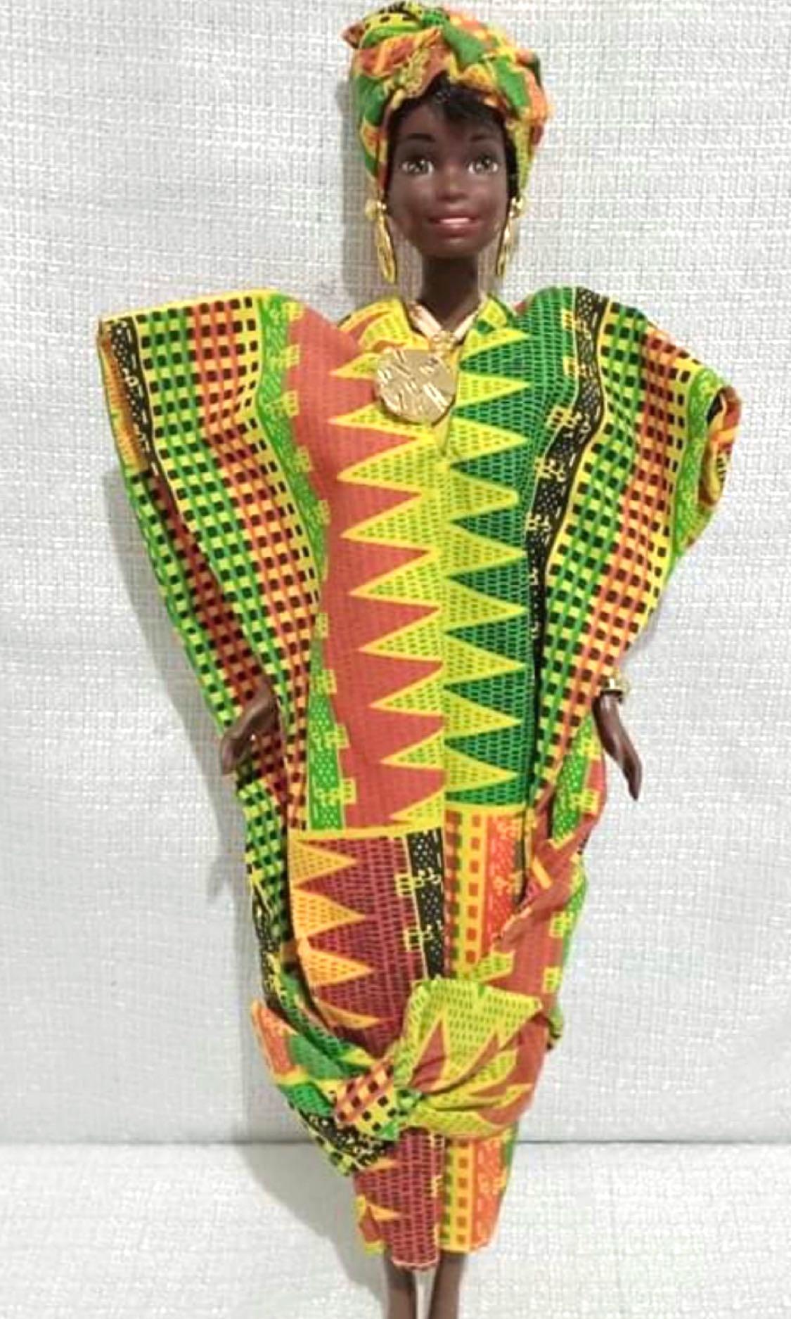 Vintage Black AFRICAN Barbie Doll in Native Dress Outfit + BONUS Item ...