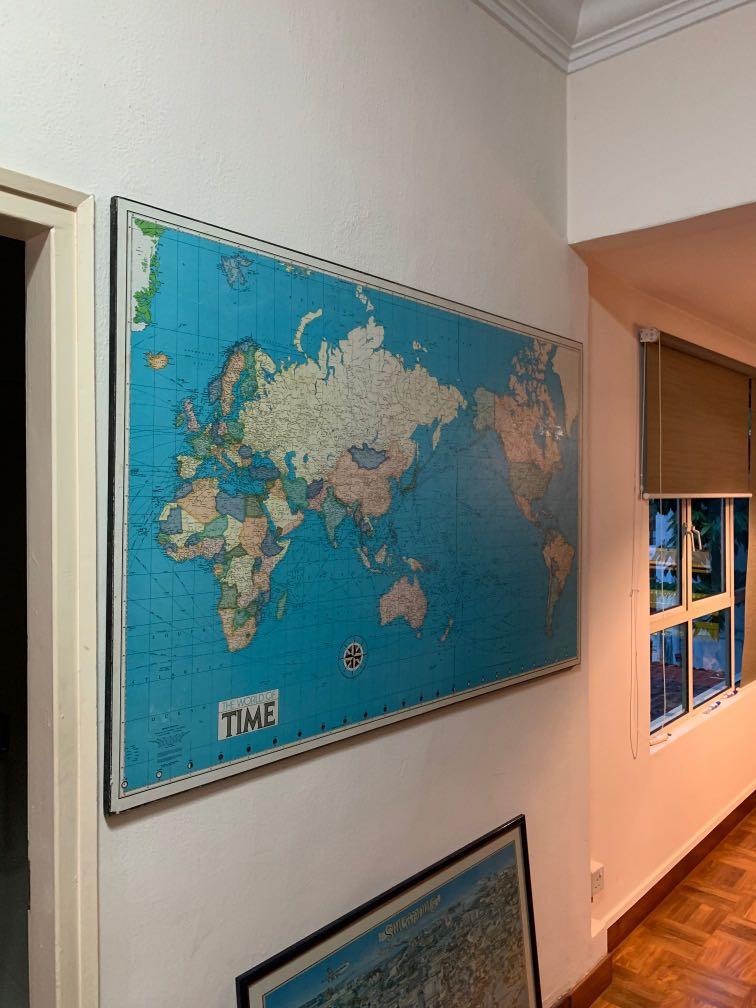 World map, Furniture & Home Living, Home Decor, Frames & Pictures on ...
