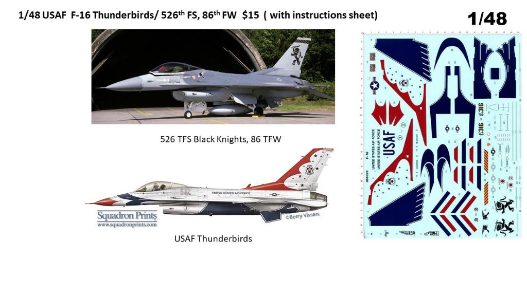 1/48 F-16 Decals, stencils for USAF, Thunderbirds, Hobbies & Toys, Toys ...