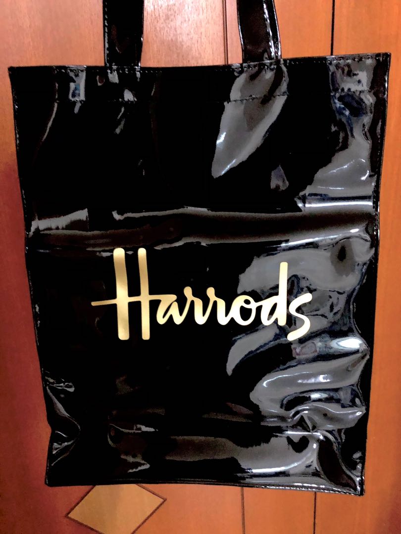 Authentic HARRODS PVC Waterproof Tote/Shopper Bag (Black/Gold Harrods ...