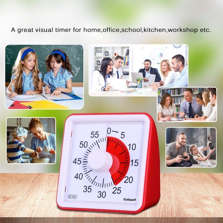 B280 Yunbaoit Visual Analog Timer Countdown Clock No Loud Ticking Time
