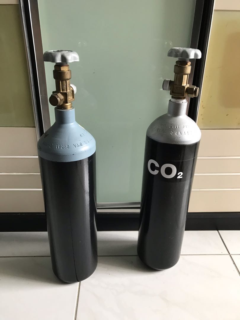 CO2 Carbon Dioxide Tanks x 2 and Solenoid Valve, Pet Supplies, Homes ...