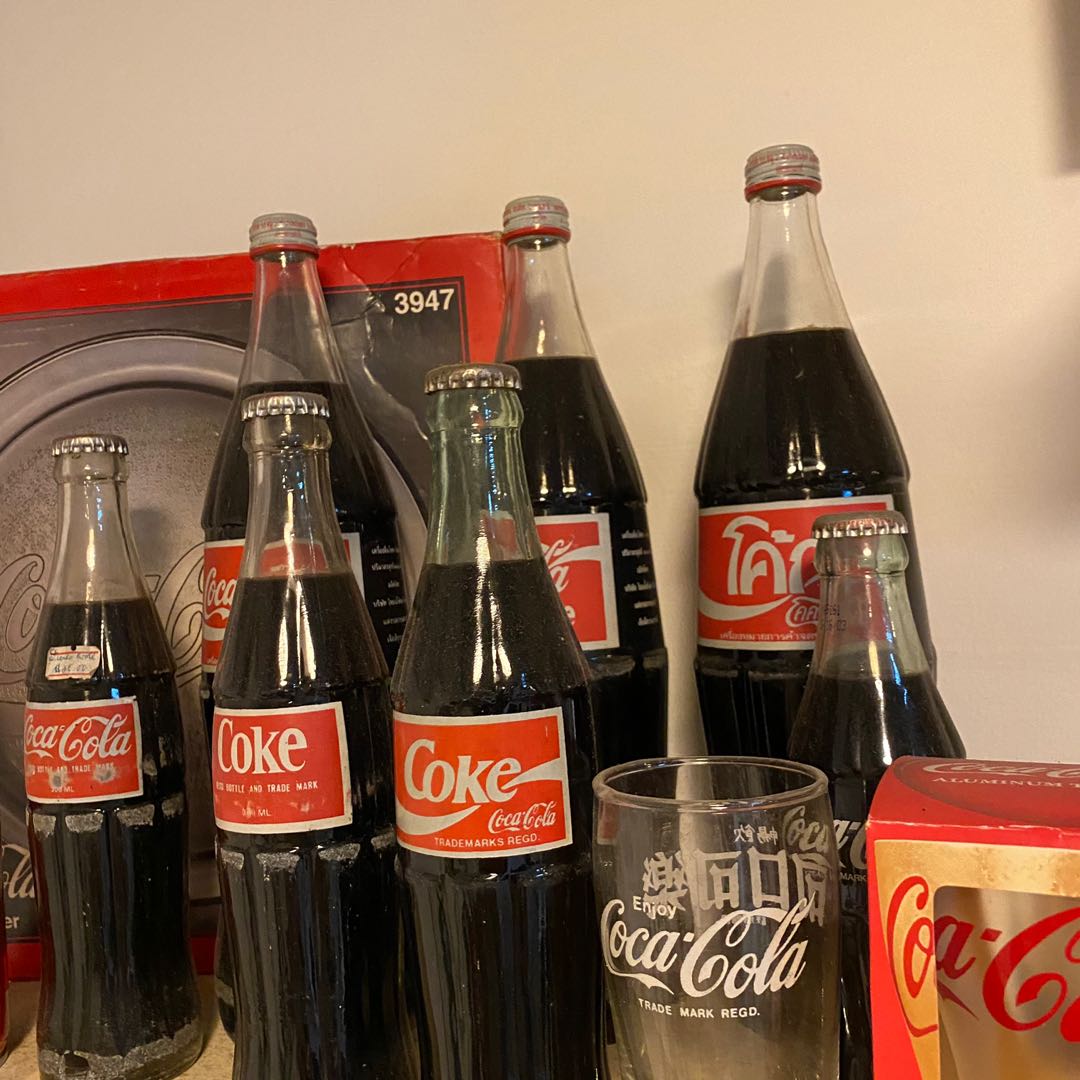Coca Cola Full Set of Vintage Coke Glass Bottles, Platter & Tumbler ...