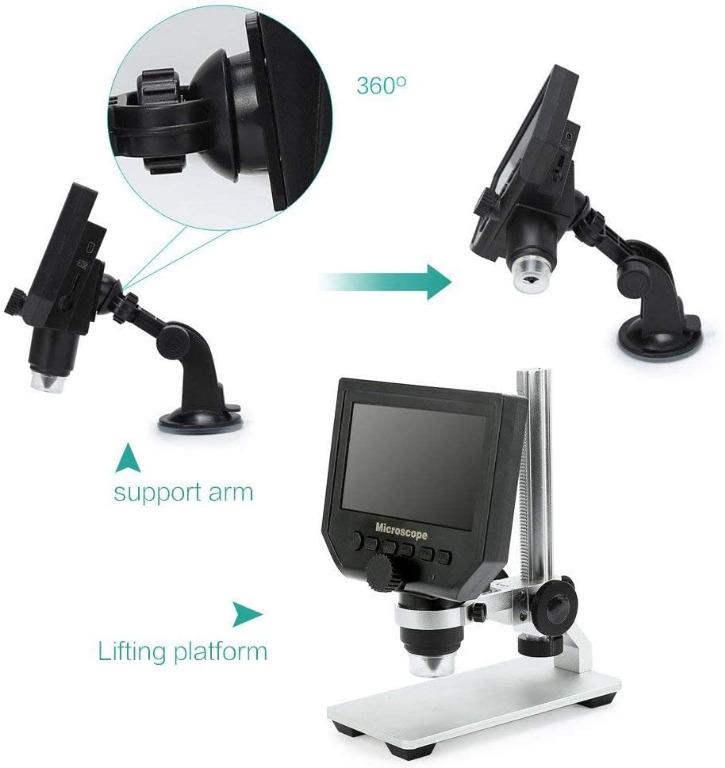 Digilife Digital USB Microscope,600X 4.3'' HD 3.6MP LCD Continuous ...
