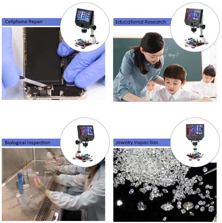 Digilife Digital USB Microscope,600X 4.3'' HD 3.6MP LCD Continuous ...