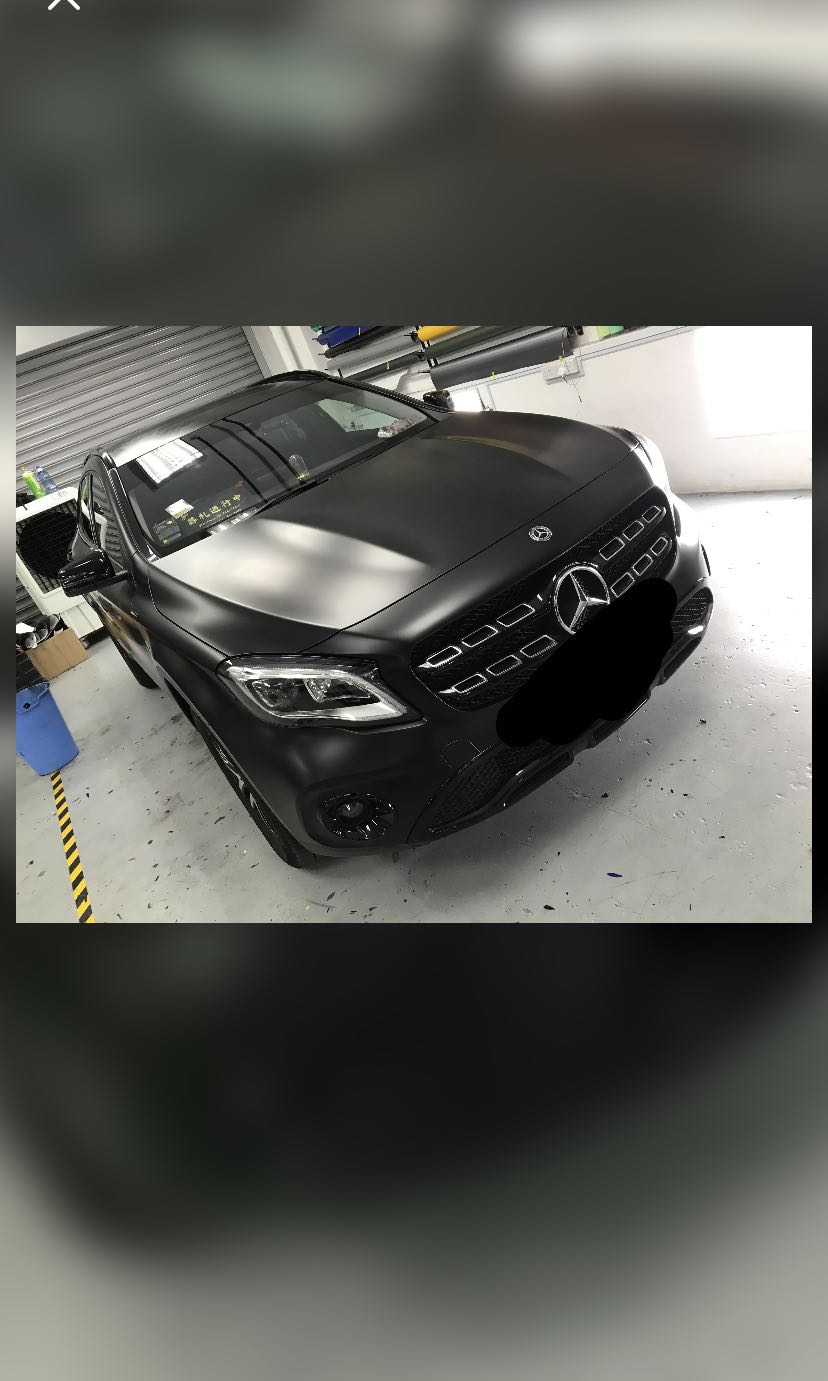 GLA wrap with satin matte black, Car Accessories, Accessories on Carousell