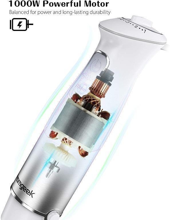 Homgeek 1000W 2-in-1 HAT-9630B Hand Blender with Whisk,Stick Blender ...