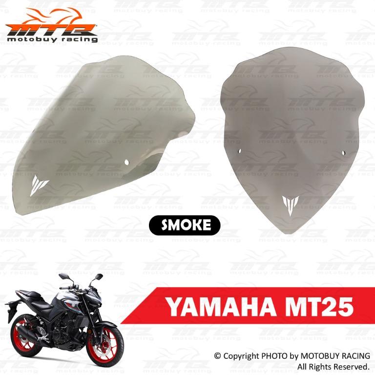 MTB WINDSHIELD BLACK / SMOKE FOR YAMAHA MT25, Auto Accessories on Carousell