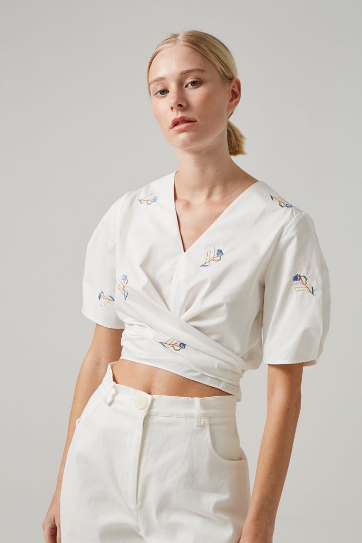 OSN Liberty Embroidered Wrap Top, Women's Fashion, Tops, Blouses on ...