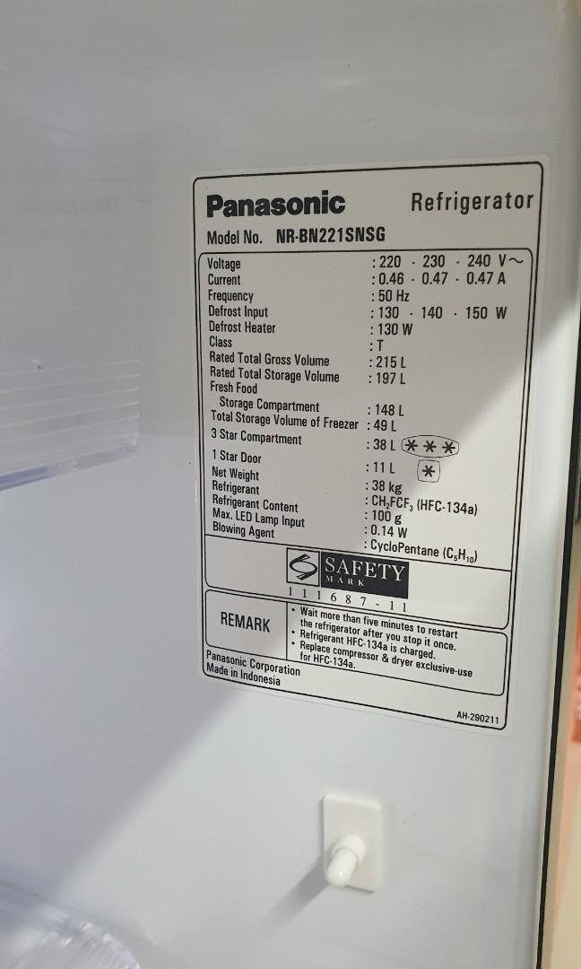 Panasonic Fridge 197L, TV & Home Appliances, Kitchen Appliances ...
