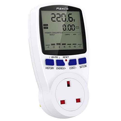 Power Meter Dual Tariffs, Maxcio Electricity Usage Monitor UK Plug for ...