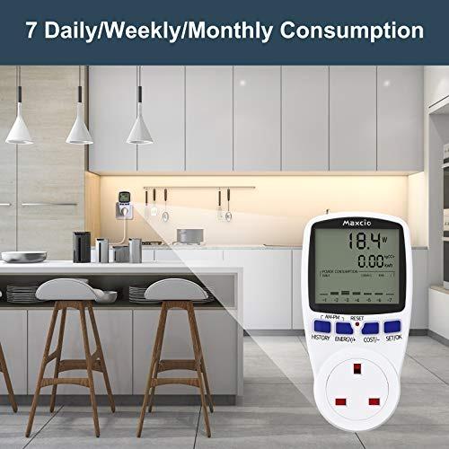 Power Meter Dual Tariffs, Maxcio Electricity Usage Monitor UK Plug for ...