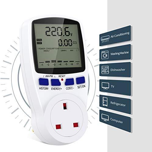 Power Meter Dual Tariffs, Maxcio Electricity Usage Monitor UK Plug for ...