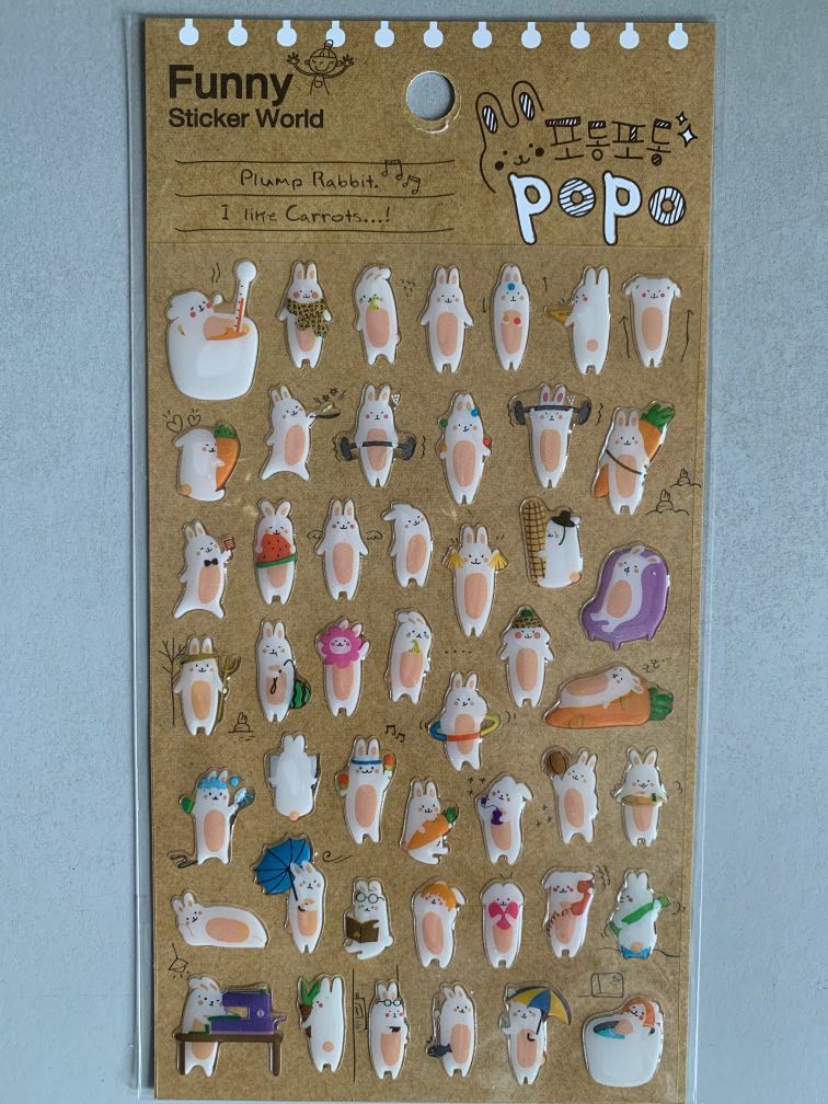 Stickers (rabbit popo), Hobbies & Toys, Stationery & Craft, Occasions ...