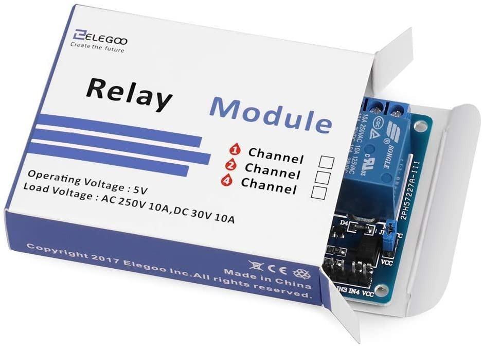 T2181 ELEGOO Relay Module 4 Channel DC 5V with Optocoupler for Arduino ...