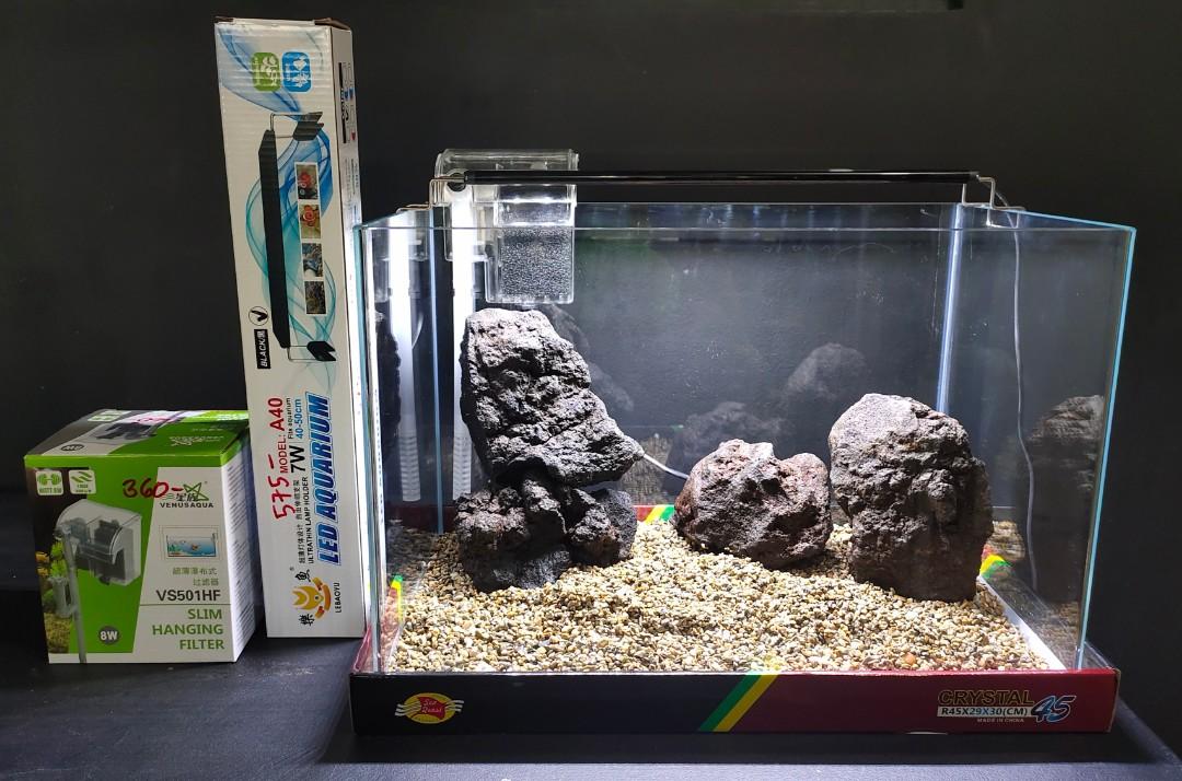 10.8 Gallons 45cm Low Iron Curved Edge Rimless Tank, Pet Supplies ...