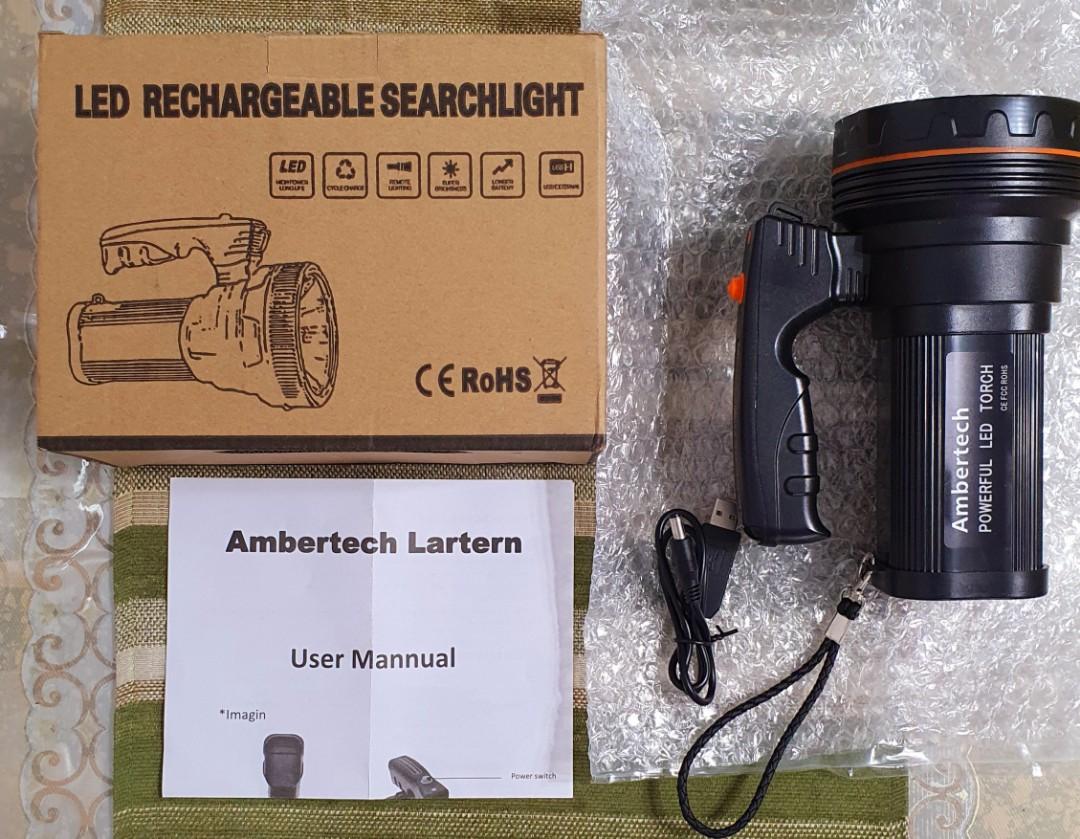 Ambertech Rechargeable 7000 Lumens Super Bright LED Searchlight ...