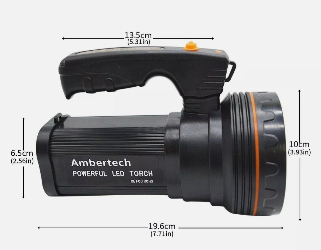 Ambertech Rechargeable 7000 Lumens Super Bright LED Searchlight ...