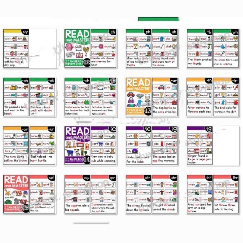 Full 15 Sets Phonics Flash Cards For Kids Read And Master Flash Cards I ...