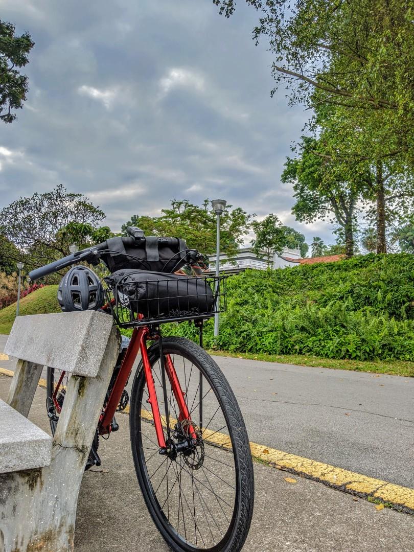 Jones H-Bar (OEM) + Custom Loop Bar Bag + ESI Grips, Sports Equipment ...