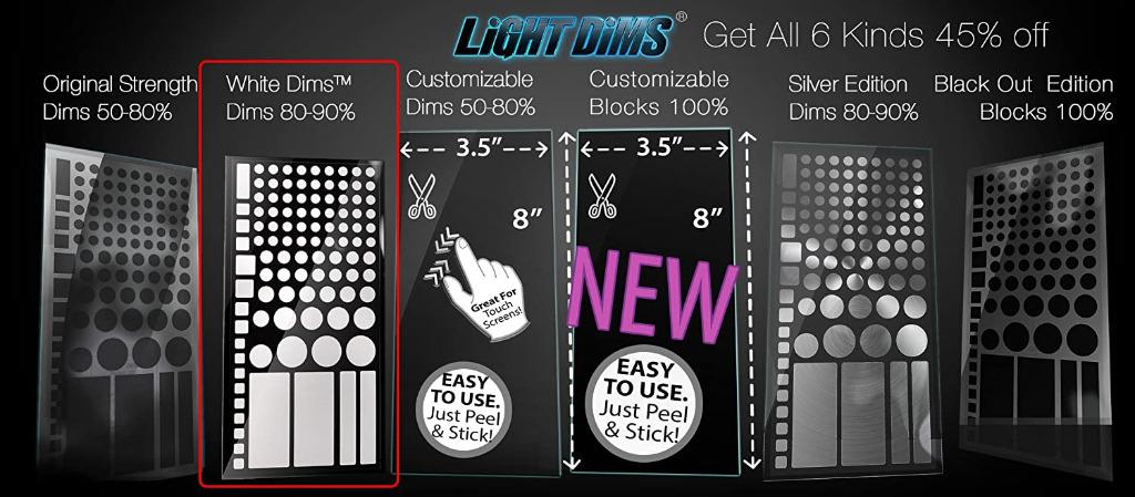 LightDims White Dims - Light Dimming LED Covers/Light Dimming Sheets ...