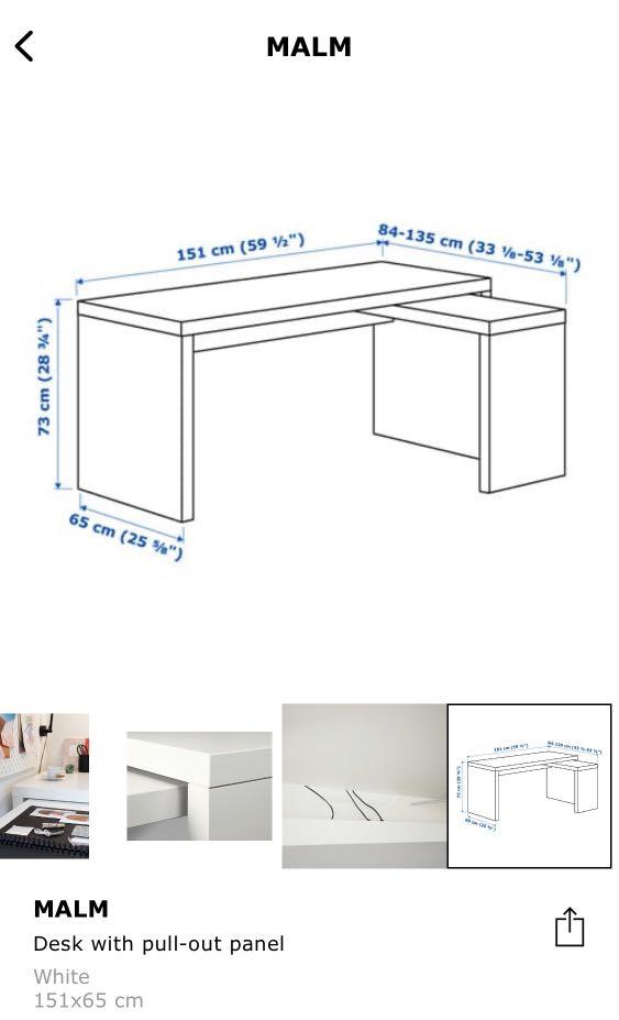 Malm L-shaped table | white, Furniture & Home Living, Furniture, Tables ...
