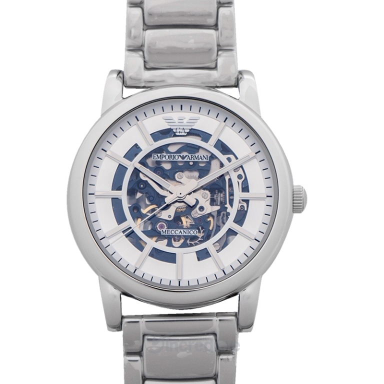 [NEW] Emporio Armani Automatic Silver Skeleton Dial Men's Watch AR60006 ...
