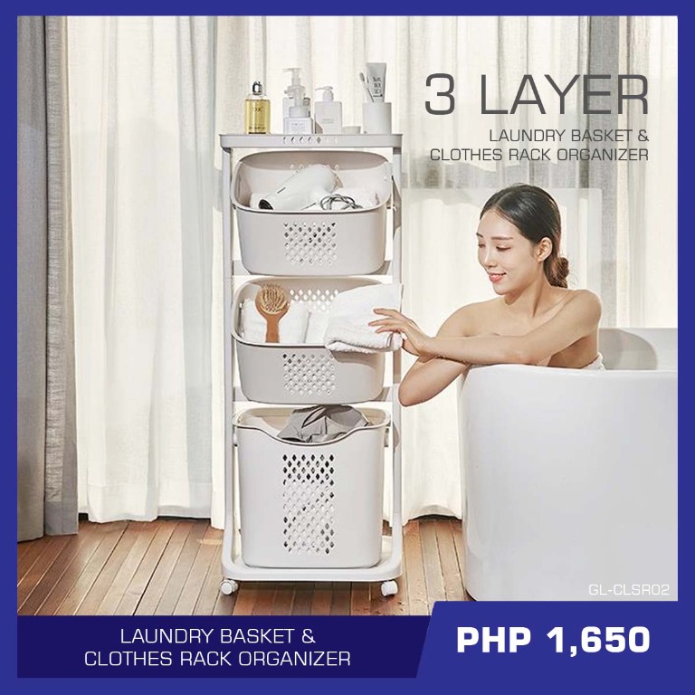 2-3 Layer Laundry Basket Storage Rack Bathroom Storage Rack Home Living ...