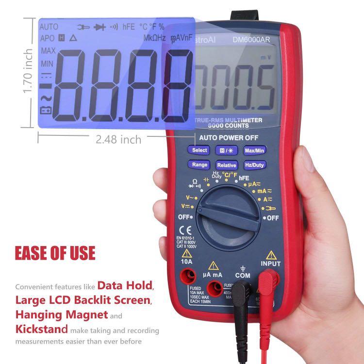AstroAI DM6000AR Professional True-RMS 6000 Counts Multimeter, Health ...