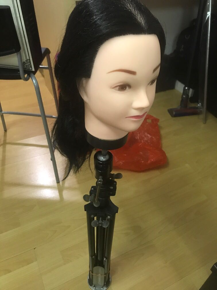 Dolly head with stand . For training use . Hair after shoulder length ...