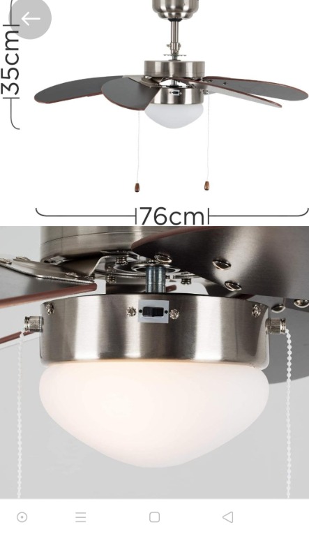 MiniSun Silver Chrome & Wood 30" Modern 6 Blade Ceiling Fan with Flush ...