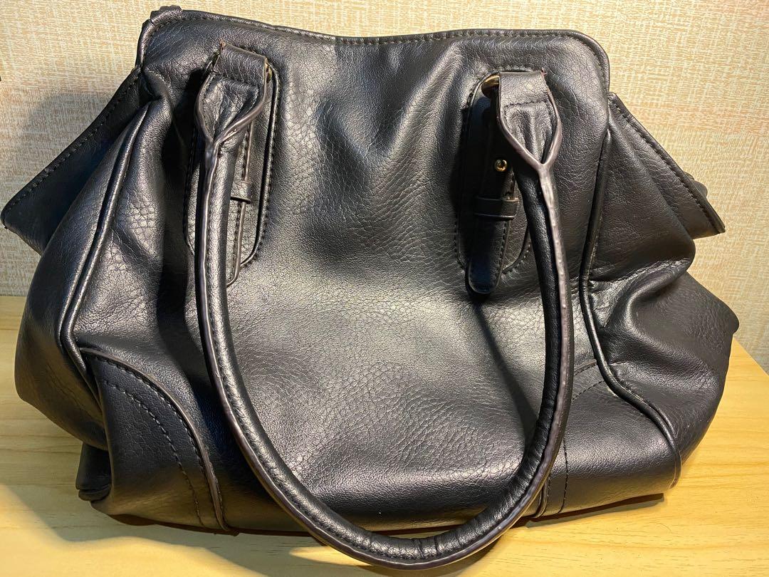 Markdown! Original Chenson Black Leather Shoulder Bag Large Compartment ...