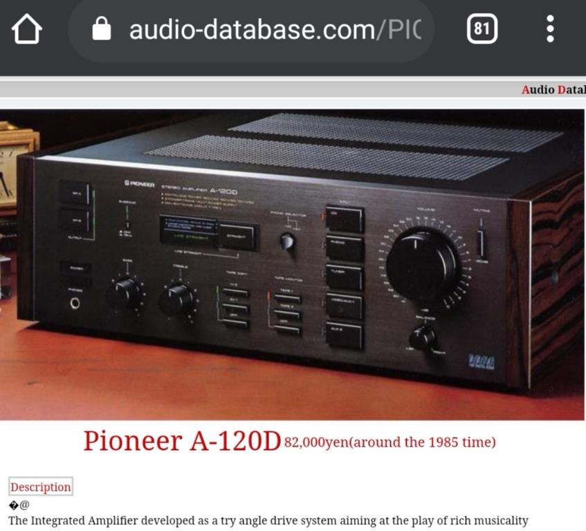 PIONEER STEREO INTEGRATED AMPLIFIER A-120D (1985), Audio, Soundbars ...