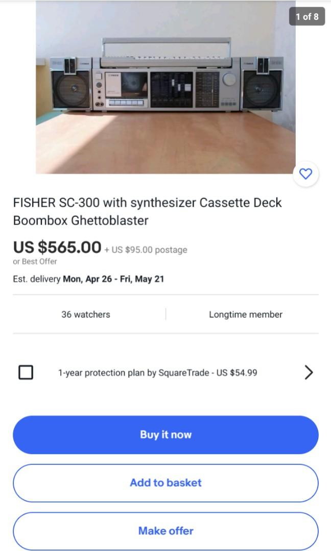 RARE (See Video) Red Vintage Boombox Ghettoblaster Cassette with ...