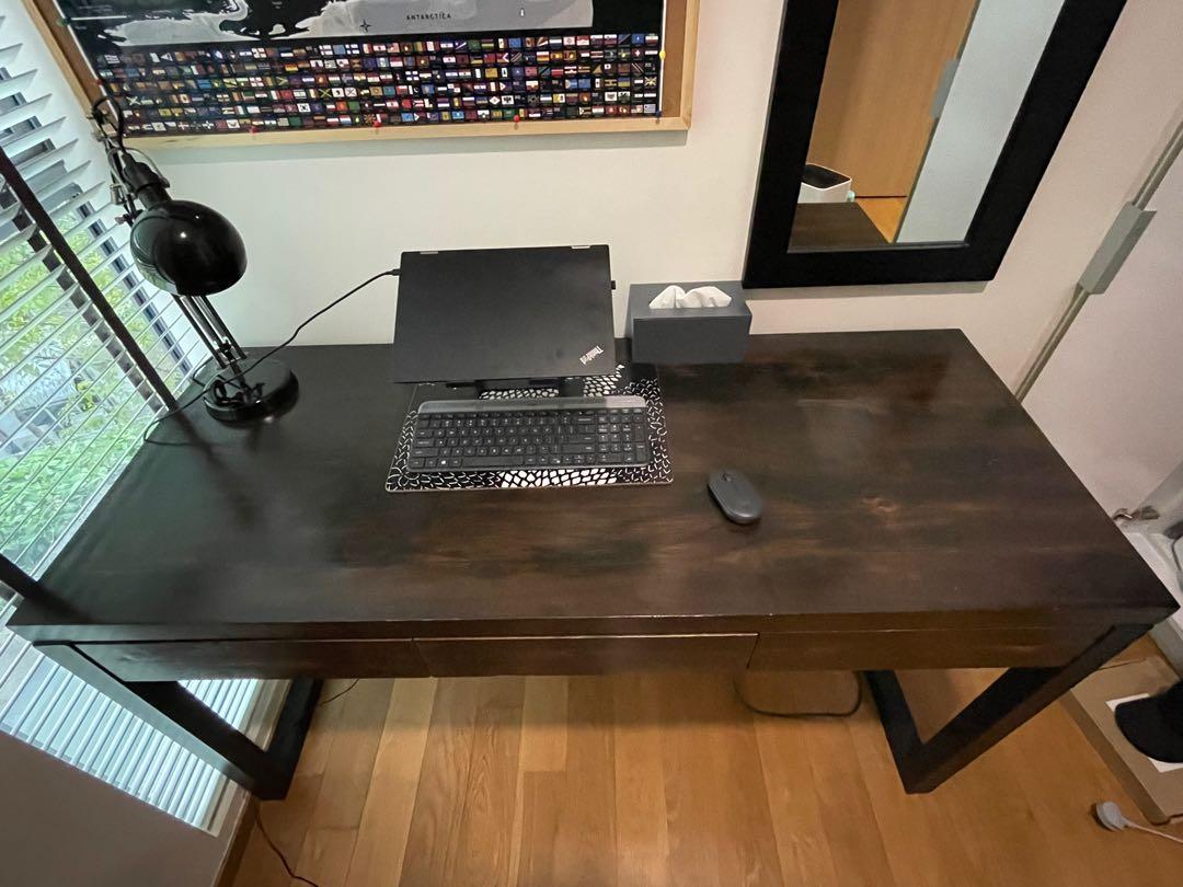 Rustic/Industrial Pinewood Study/Work Desk, Furniture & Home Living ...