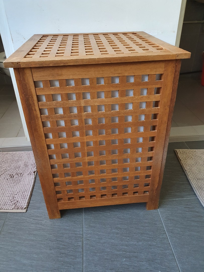 Wooden laundry basket, Furniture & Home Living, Home Improvement ...