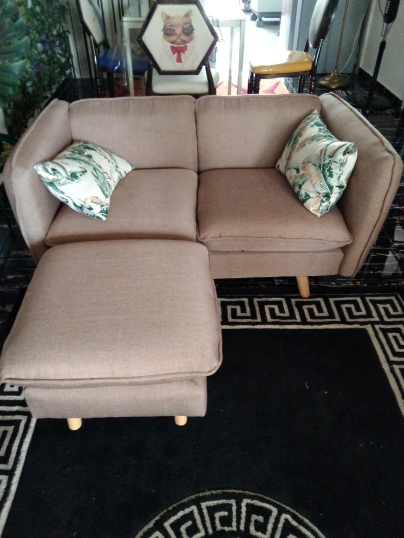 2 seater sofa with leg rest @ $200, Furniture & Home Living, Furniture ...