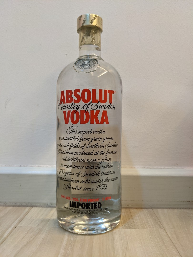 Absolut Vodka -Red Label, Food & Drinks, Alcoholic Beverages on Carousell