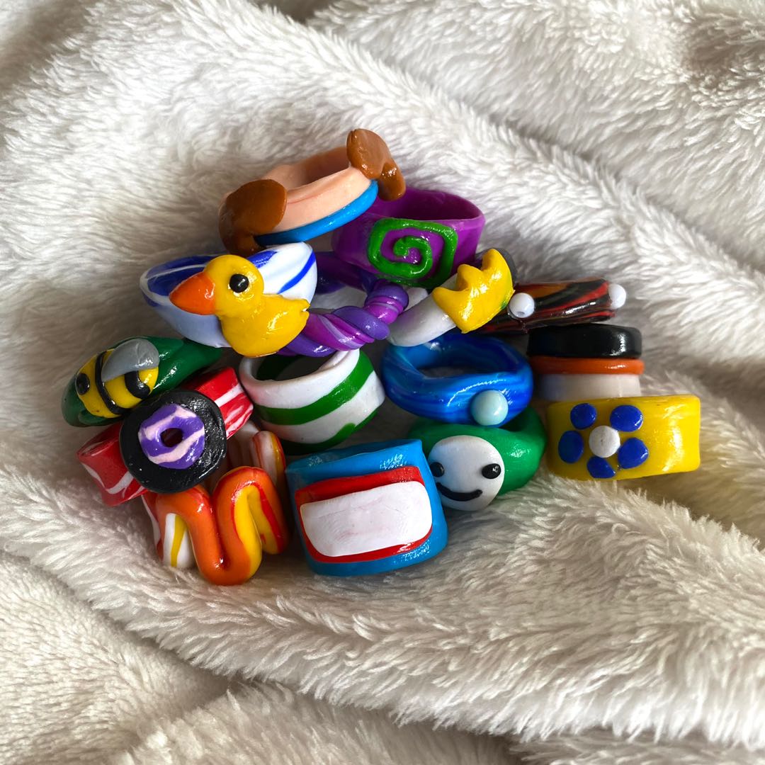 Dream SMP / MCYT Inspired handmade accessories - clay rings, beaded ...