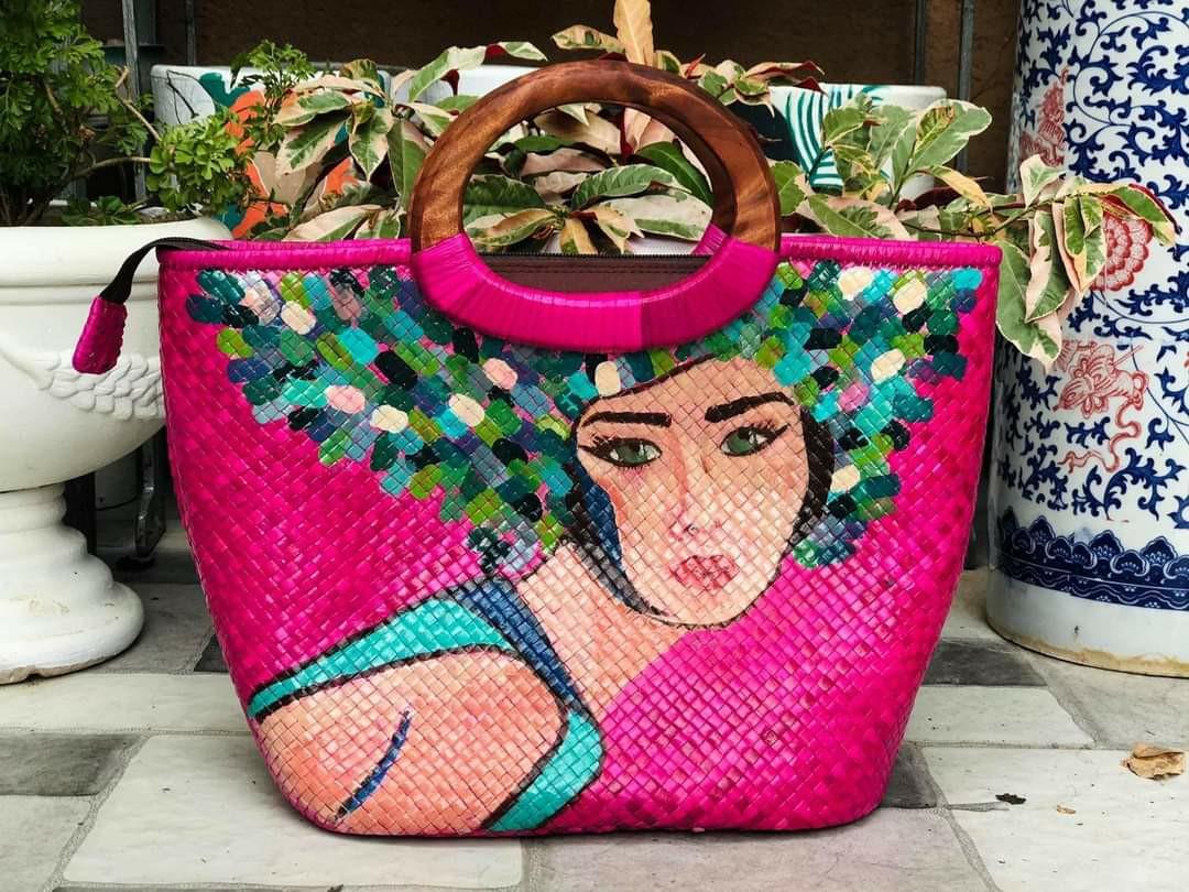 Hand-painted Sabutan/Pandan Bags, Women's Fashion, Bags & Wallets ...