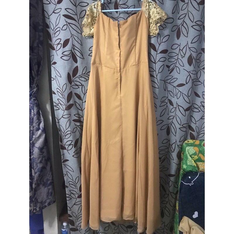 Matte Gold Evening Gown for Weddings, Parties, Formal Events, Women's ...