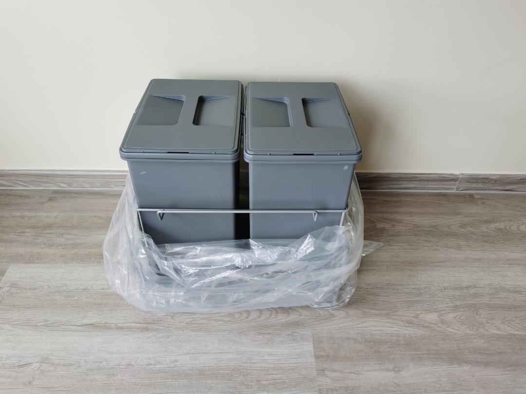 Pull-out dustbin set with track, Furniture & Home Living, Furniture ...
